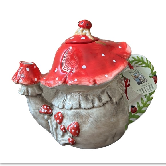 Dining | Blue Sky Clayworks Mushroom Red Toadstool Ladybug Teapot Brand ...